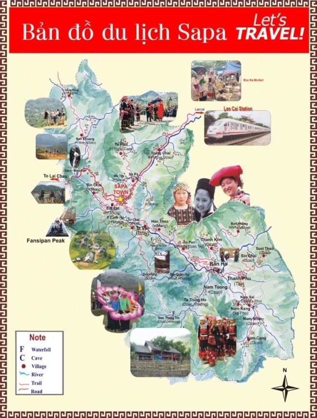 Bản đồ các địa điểm du lịch sapa - Tour du Lịch Sapa Lào Cai